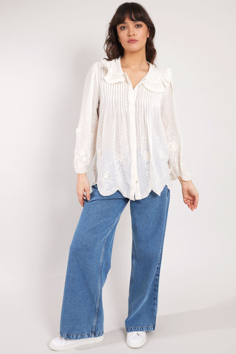 Mengal White Embroidered Blouse – east.co.uk