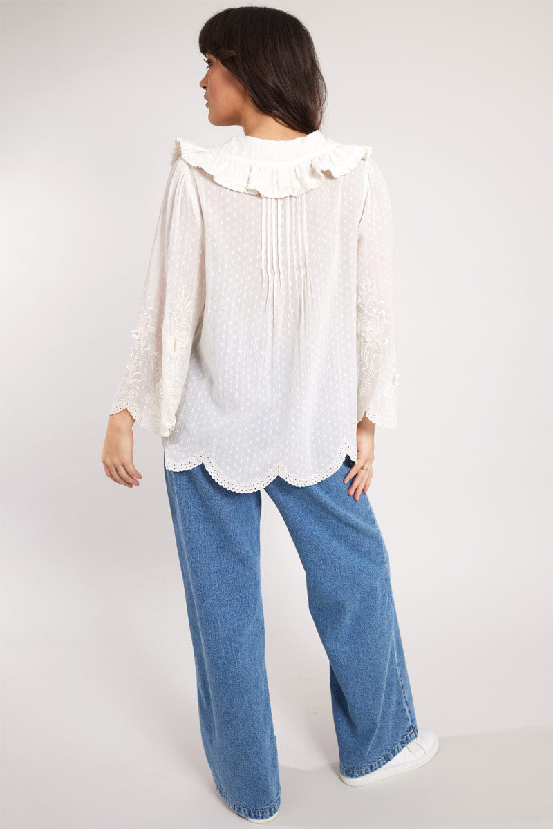 Mengal White Embroidered Blouse – east.co.uk