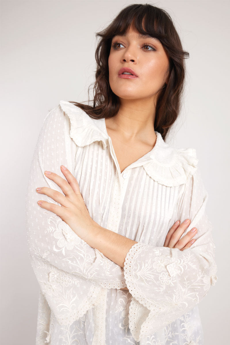 Mengal White Embroidered Blouse – east.co.uk