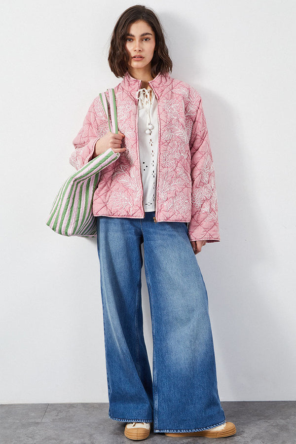 Tate Embroidered Quilt Jacket Pink
