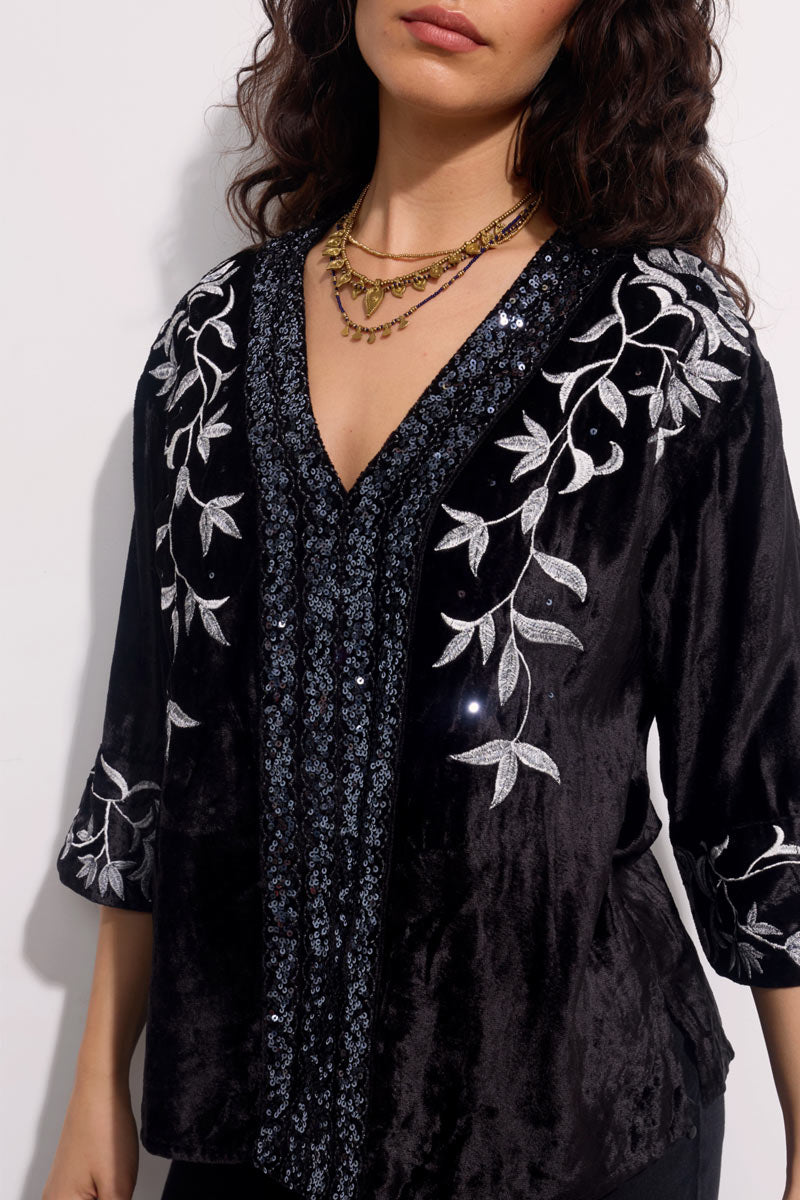 Bibi Embroidered Velvet Top – east.co.uk