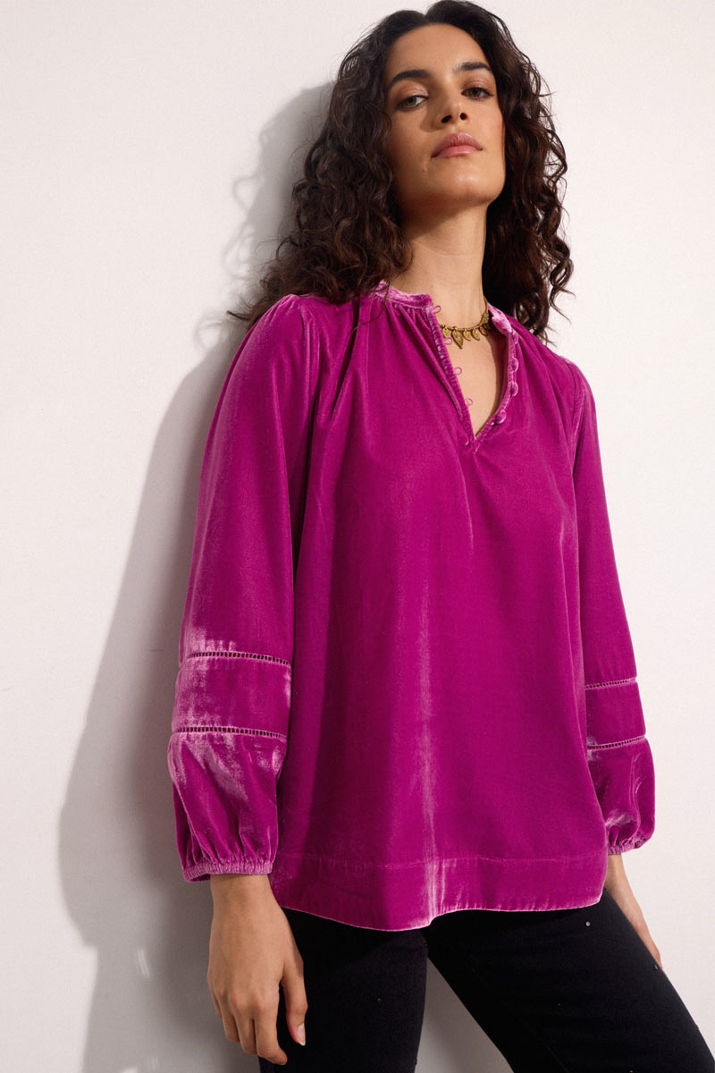 Coira Pink Velvet Top – east.co.uk